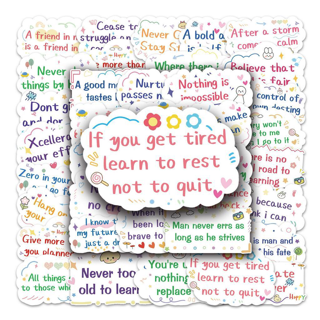 50 Piece Funny English Slogan Stickers Waterproof DIY For Phones Laptop ...