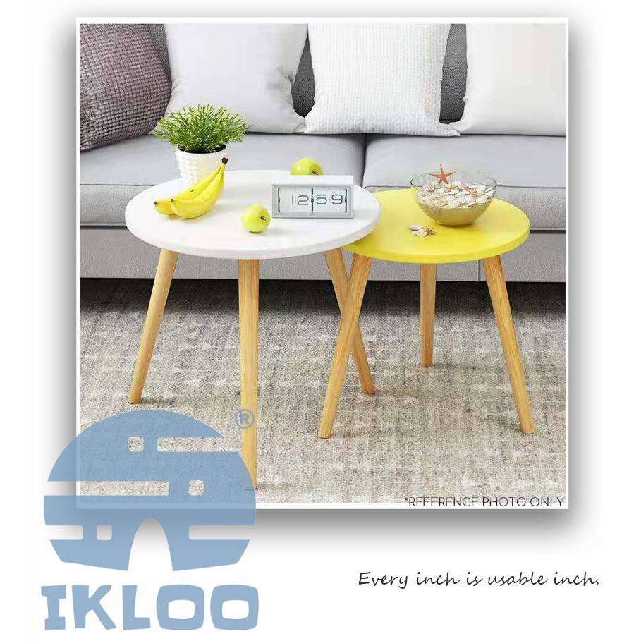 Ikloo nordic wood round coffee table side table 40*40cm and 30*30cm ...