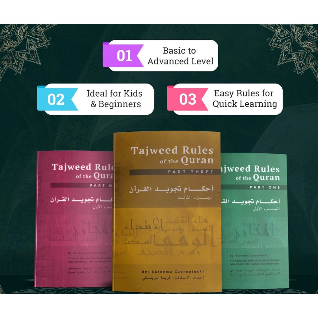 Tajweed Rules of the Quran (Complete Set of 3 Books) (In English ...