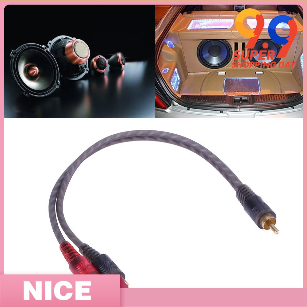 30cm 1pc 2 RCA Male to 1 RCA Female OFC Splitter Cable for Car Audio ...