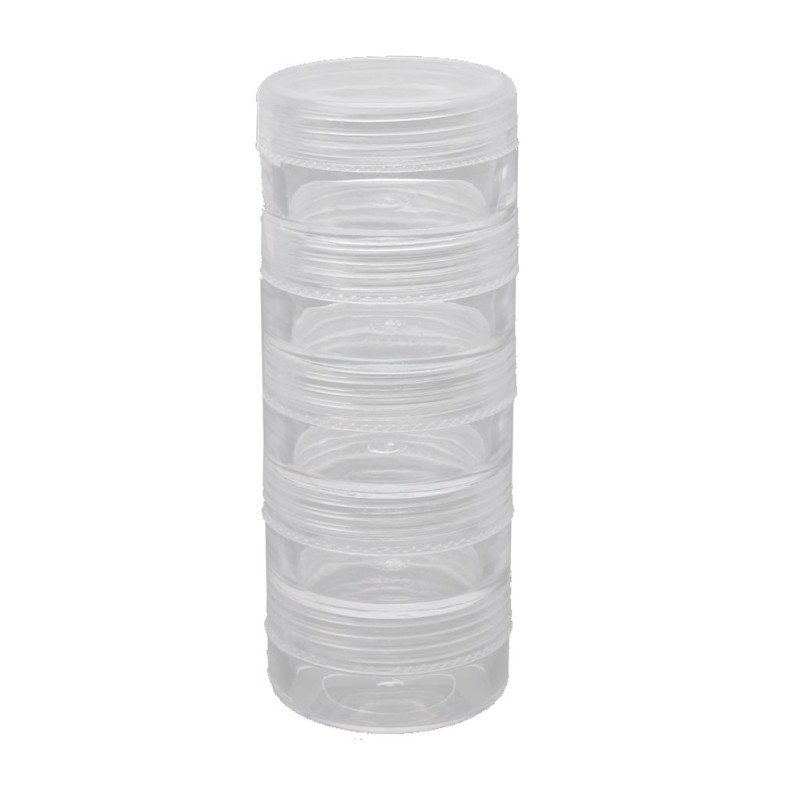 ONG 1 Set 5 Layer Cylinder Stackable Bead Containers Plastic Round ...