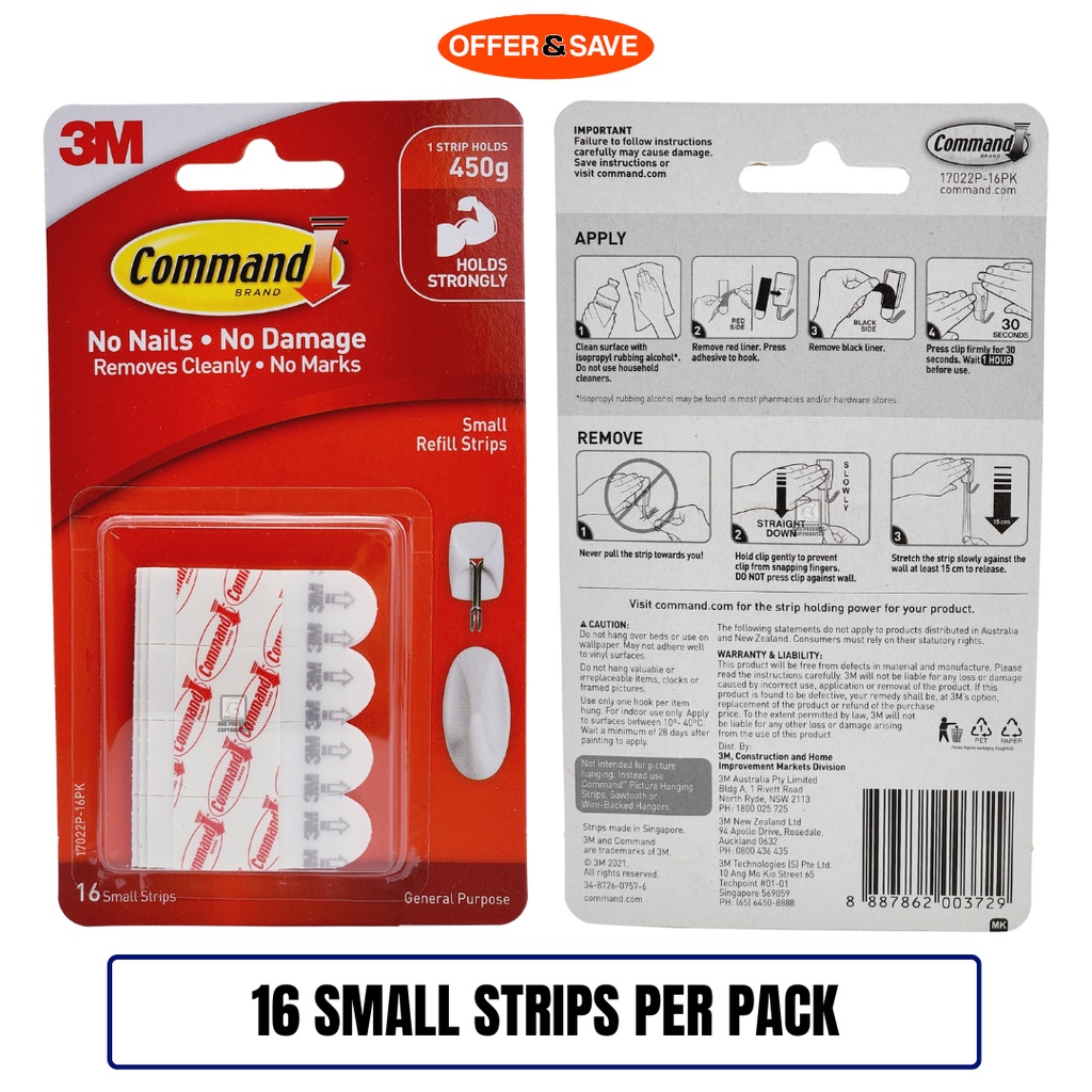 [Local Set] 3M Command General Purpose Hooks Ceiling Hooks Clothes Hook ...