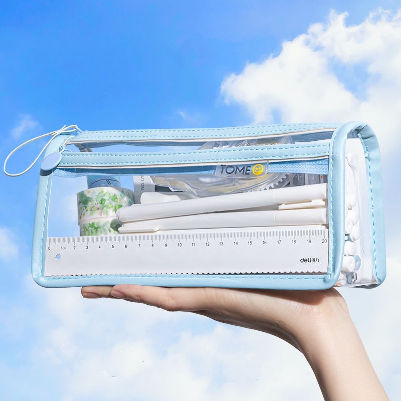 TPU Material Double Layer Transparent Large Capacity Waterproof Student ...