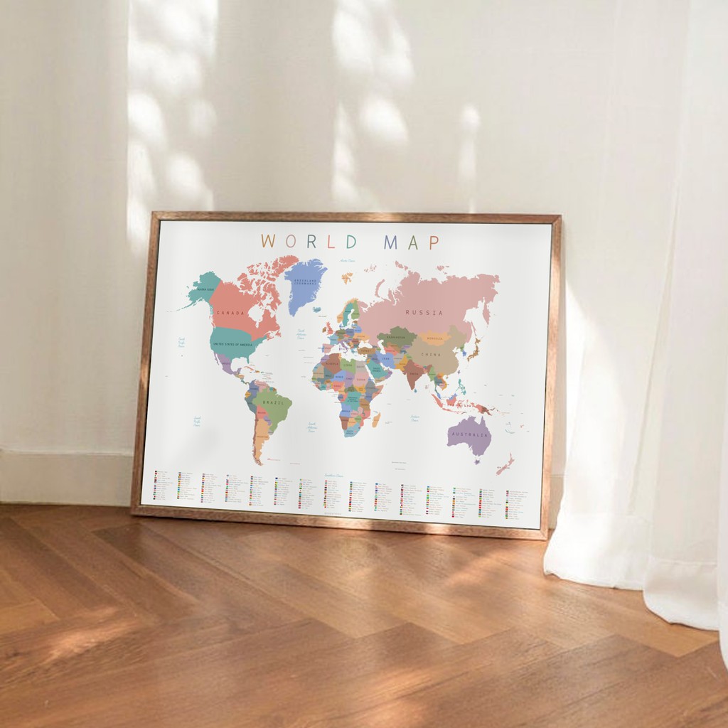 World Map - Children's Educational Poster - World Map - Kids Wall Art ...