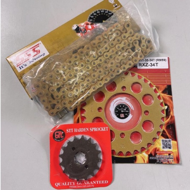RXZ/SRL/Y125Z/LC135/Y110 415 SSS FULL GOLD REAR SPROCKET SETS SSS GOLD PENUH CHAIN HARDEN STEEL ...
