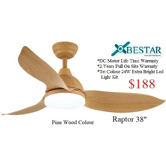 BESTAR Ceiling Fan/BESTAR Fan /Raptor 33/38/48" - Razor 46/54” + 24W ...