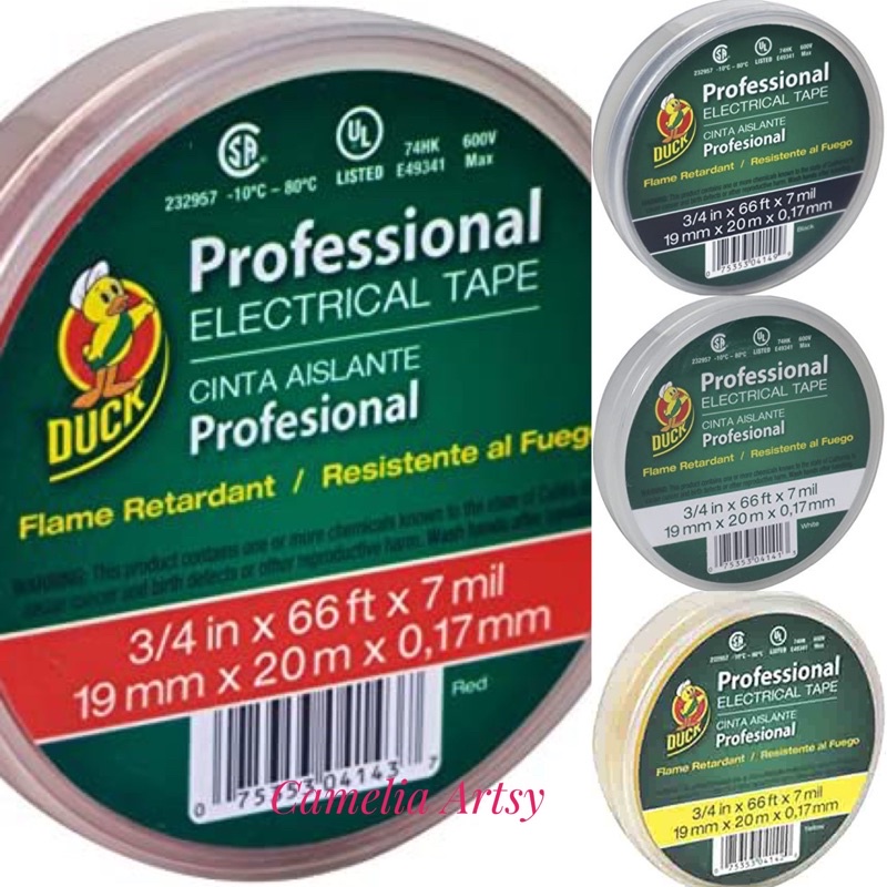 Duck Brand Professional Grade Vinyl Tape/ Electrical Tape 19mm X 20M ...