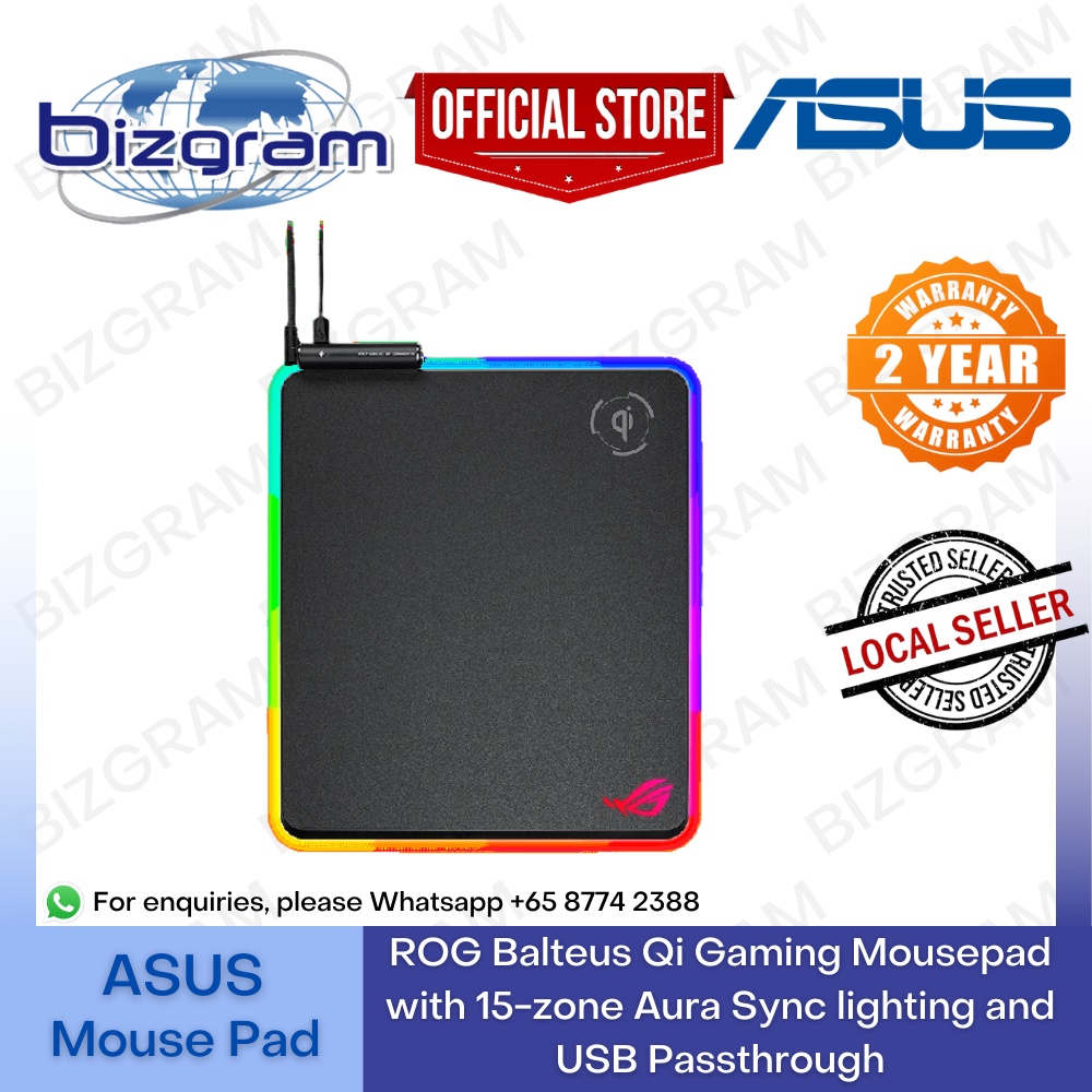 ASUS ROG Balteus Qi Gaming Mousepad with 15-zone Aura Sync lighting and ...