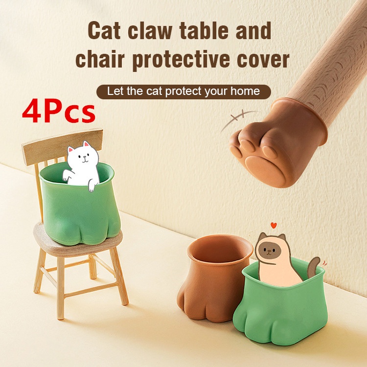 4Pcs Silicone Chair Leg Socks Cute Claw Table Foot Pad Cover Non-Slip ...