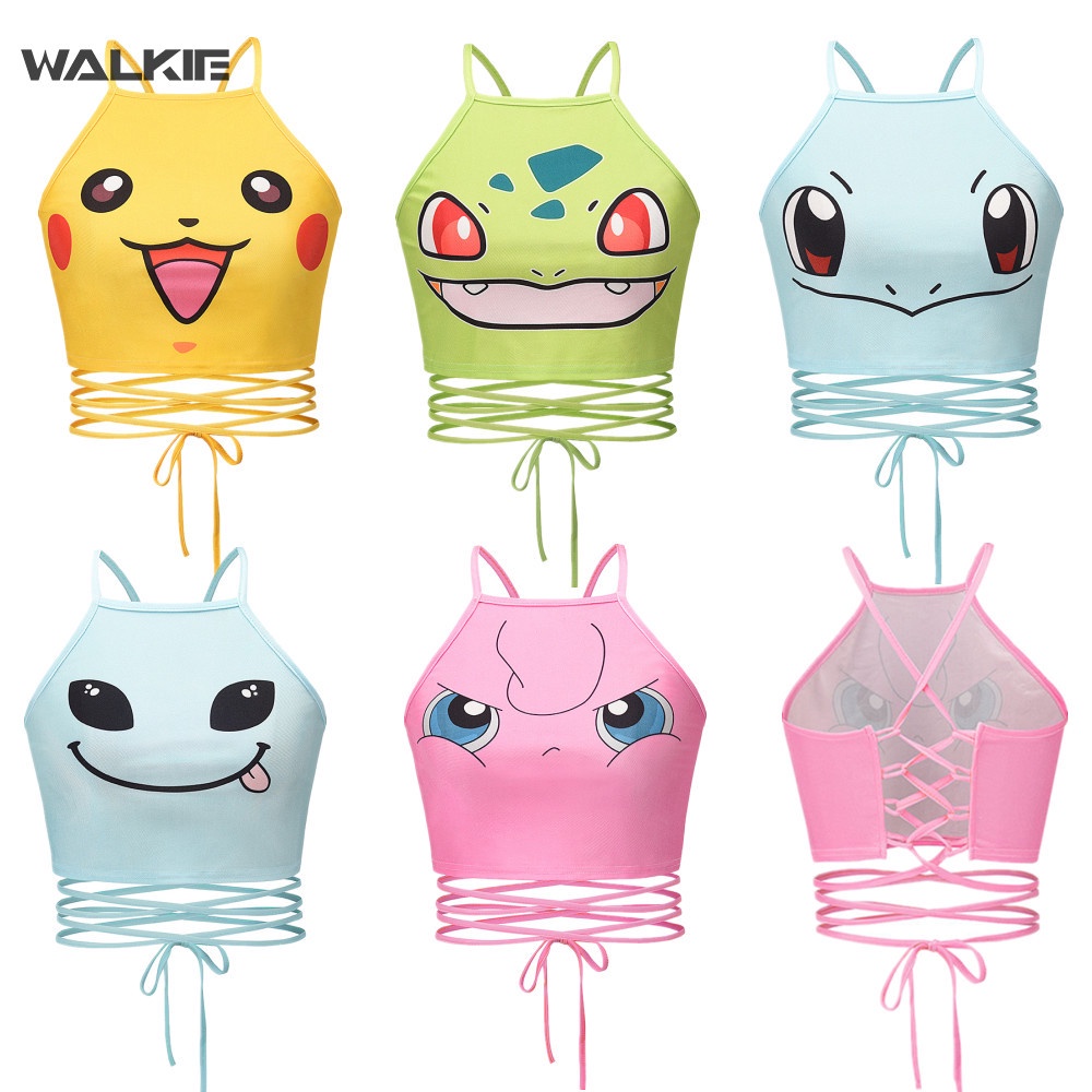 WALKIE Cartoon Pokemon Anime Pikachu T-shirts Tops Sexy Vest Hollow ...