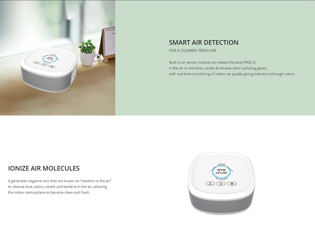 OTO Official Store OTO Apure AP-800 Air Purifier Ionizer Cleanse Dust ...
