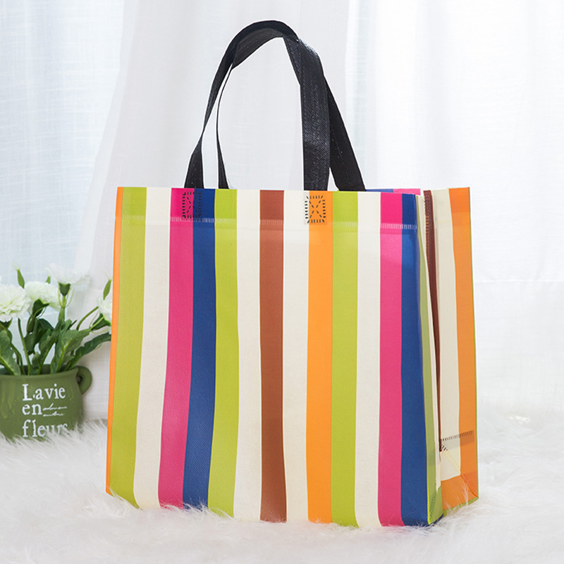 (ready stock) QISHUI Women Strip Foldable Non-woven Fabric Handbag ...