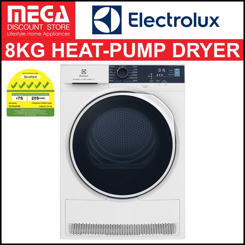 ELECTROLUX EDH804H5WB 8KG HEAT PUMP DRYER (5 TICKS) | Shopee Singapore