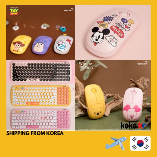 ROYCHE X Disney Wireless Mouse, Wireless Retro Keyboard (Pooh Piglet ...