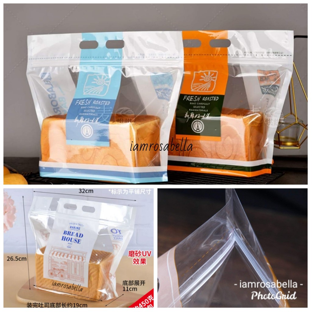 50pcs Resealable Toast Bag 450g Loaf Bread Bag Bekas Plastik Roti ...