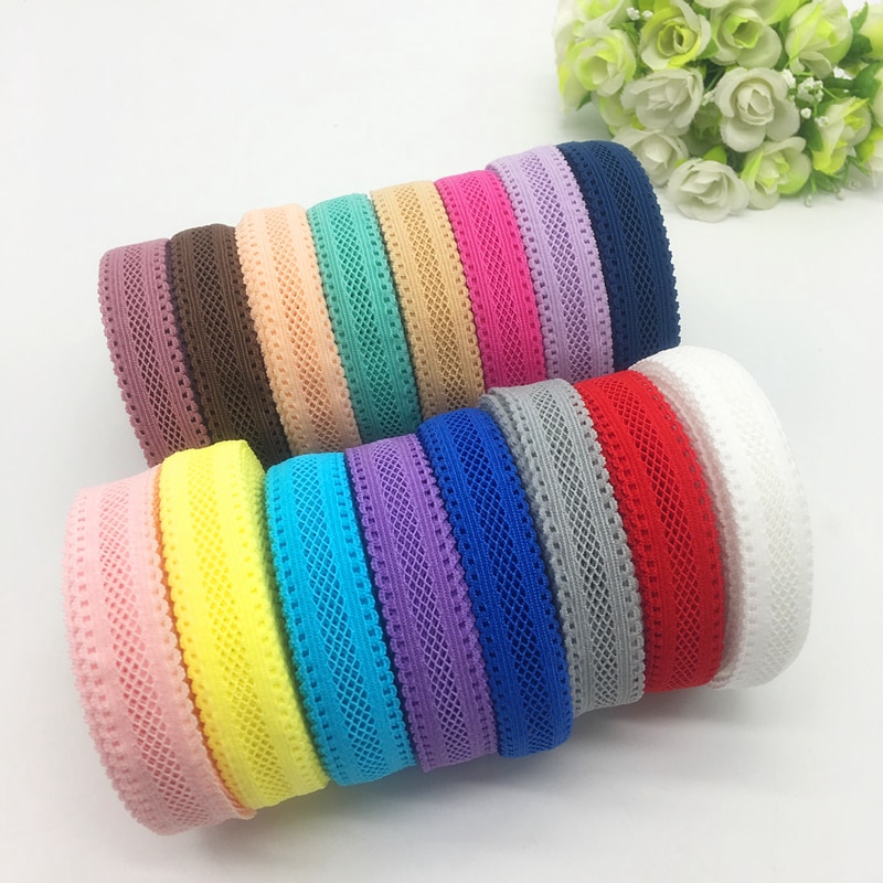 5Yards/lot 5/8" 15mm Elastic Ribbon Multirole Bilateral Lace Grid Fold ...
