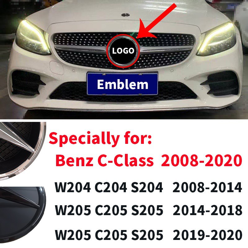 Emblem Insignia Logo For Mercedes Benz C Class W204 W205 C204 S204 C205 ...