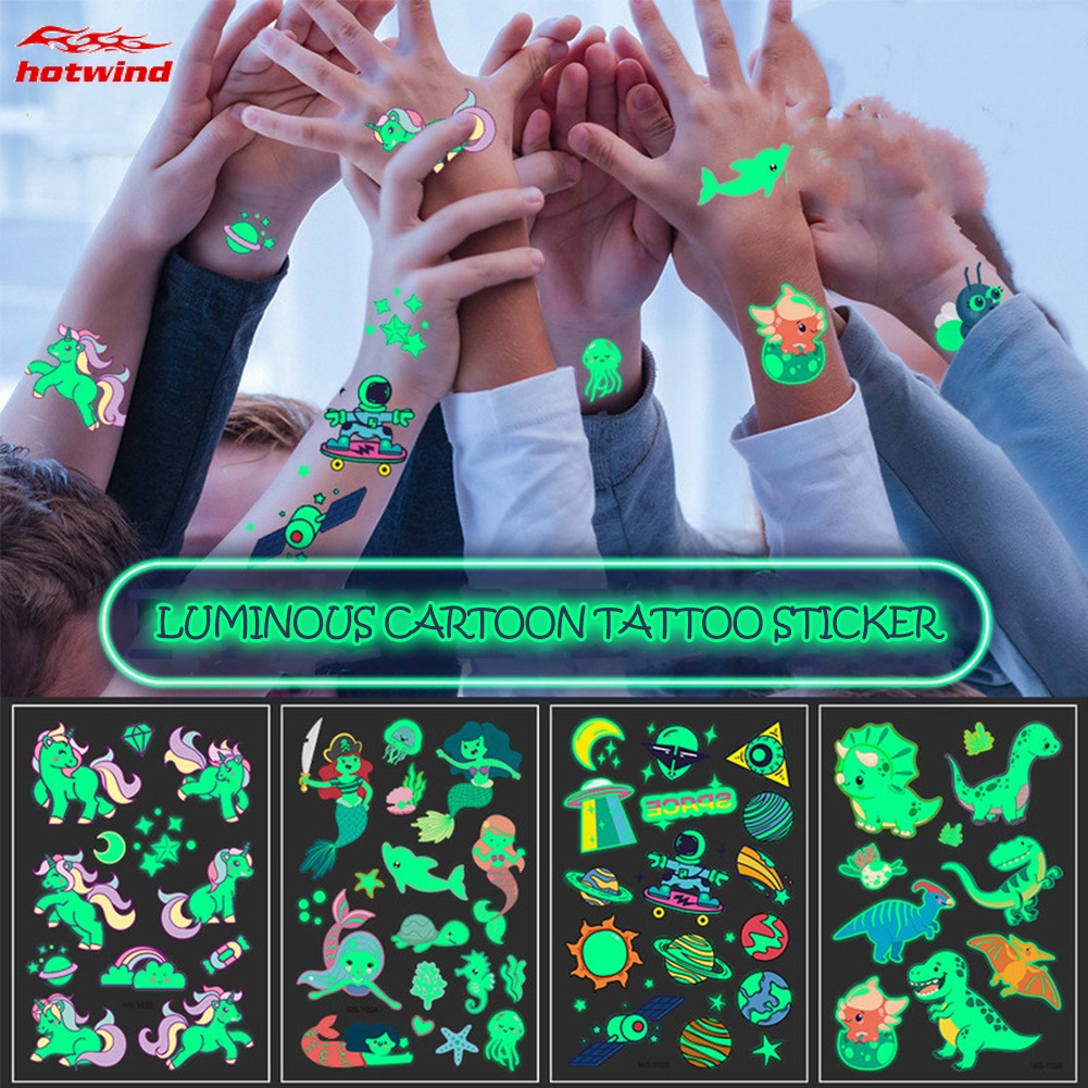 HW Cartoon Luminous Tattoo Stickers for Children Temporary Tattoos ...