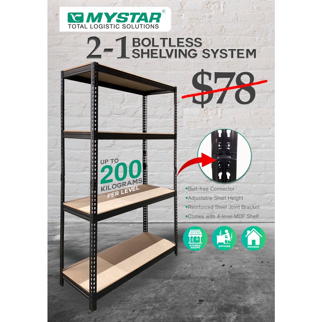 DIY MYSTAR 2-1 Boltless Shelving Racking or Storage shelf for stores ...