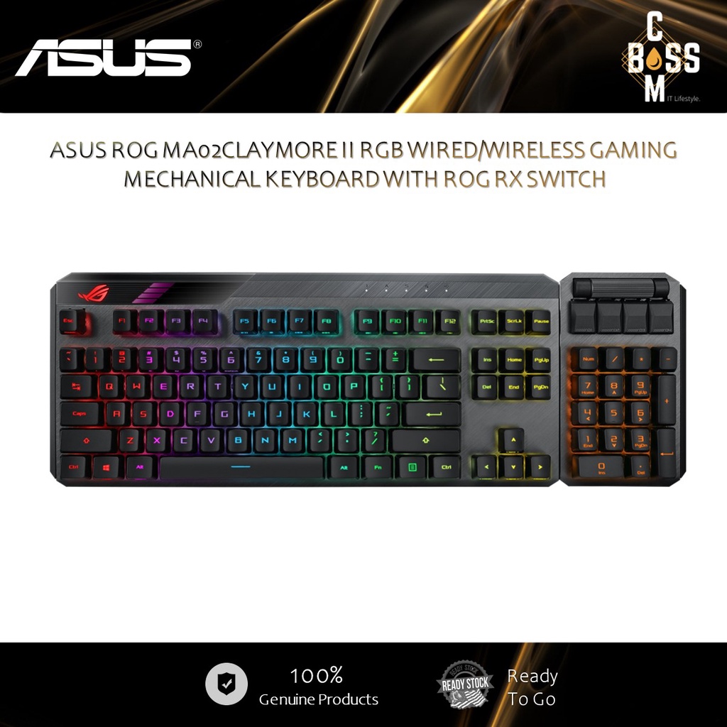 ASUS ROG MA02CLAYMORE II RGB WIRED/WIRELESS GAMING MECHANICAL KEYBOARD ...