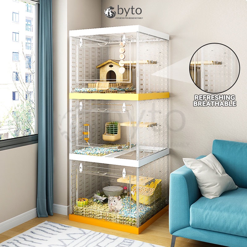 Byto Hamster Cage Breathable Hamster Villa With Large Space Hamster ...