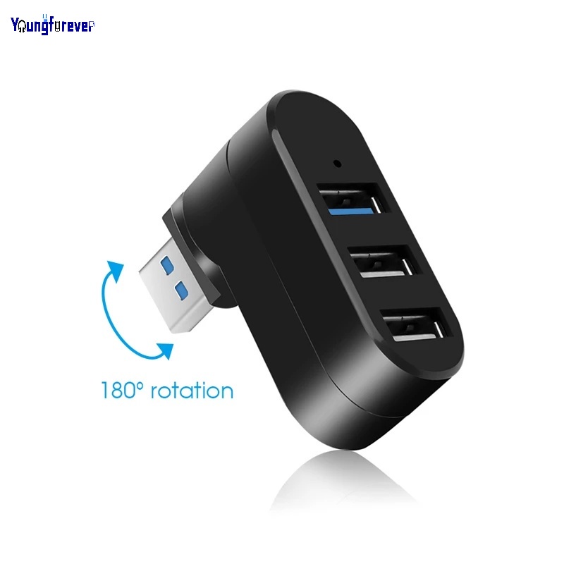 3 Ports USB HUB 2.0 Splitter High Speed Rotatable Adapter Charging HUB ...