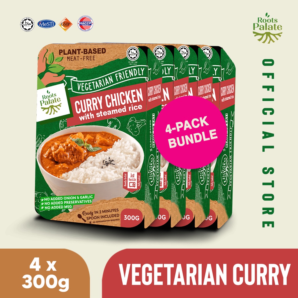 Vegetarian Curry Chicken with Steamed Rice Convenience Pack (4 x 300g ...