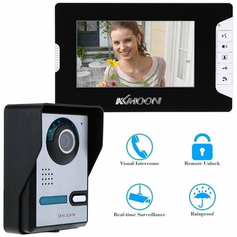 KKmoon 7" Video Doorbell Video Door Phone TFT LCD Screen Unlock IR ...