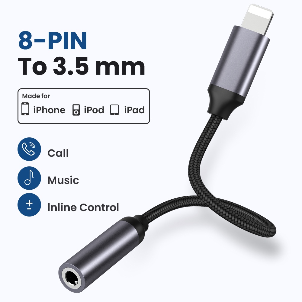 8 Pin To 3.5mm Jack AUX Cable Lighting Interface To AUX Headphone ...