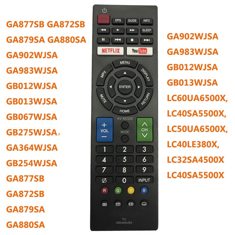 SHARP AQOUS SMART LED TV REMOTE CONTROL *ORIGINAL* (GB234WJSA) - NETFLIX / YOUTUBE FUNCTION ...