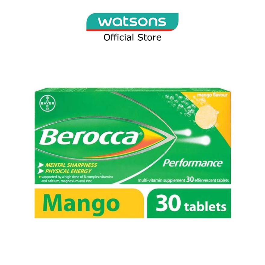 BEROCCA Performance Vitamin B Mango Energy Effervescent Tablet 30 ...