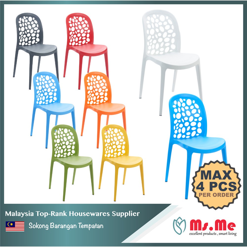 Ms.Me Stackable Modern Plastic Chair Colorful Indoor Classy High ...