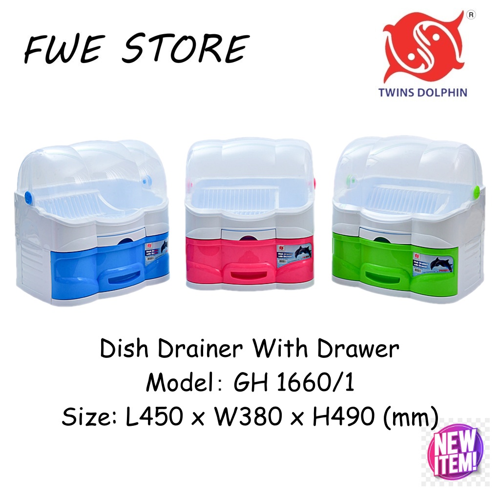 Twins Dolphin Double Layer Dish Drainer with Cover / Dish Drawer / Dish Rack GH1660/1 | Shopee ...
