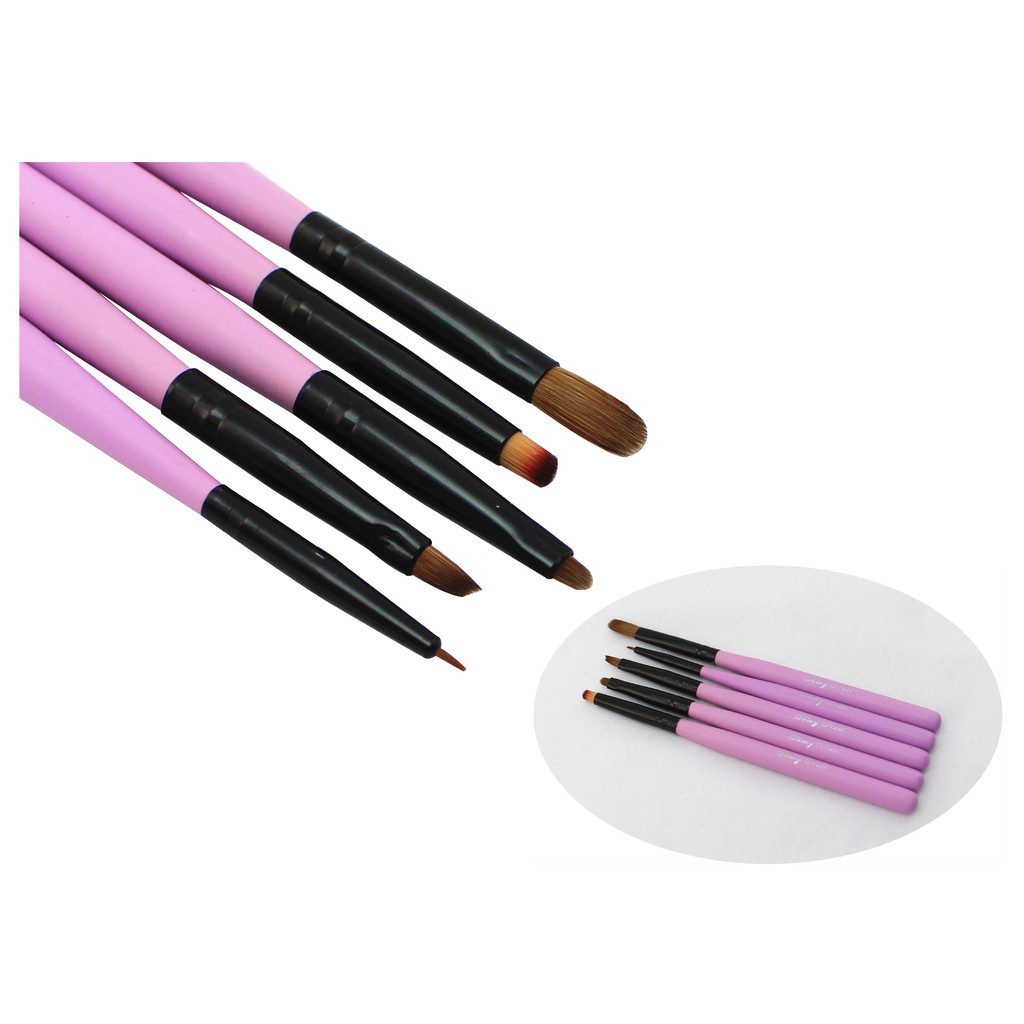 Amy Nail Purple Wooden Pole Mink Hair Gel Paint Pen Set (5pcs) | Shopee ...