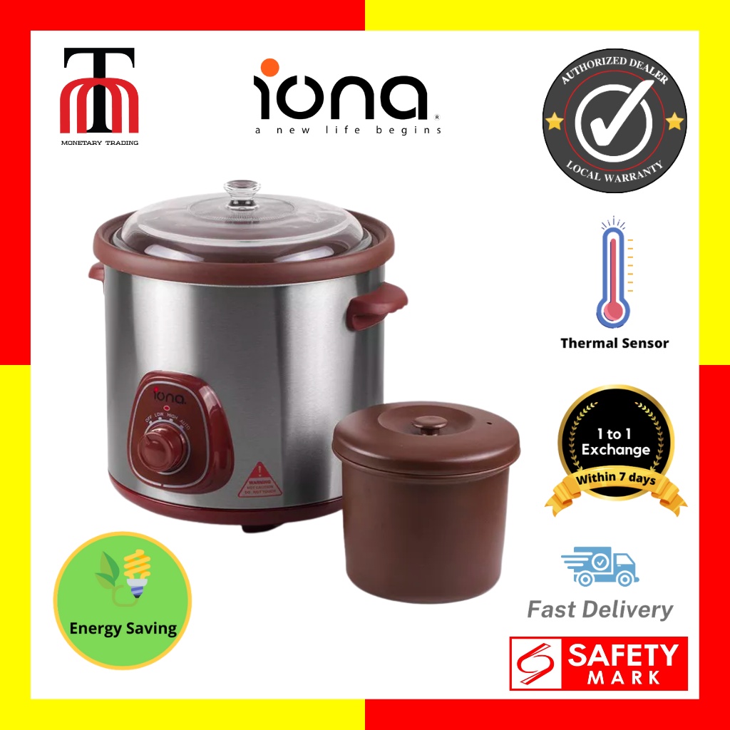 IONA 8.5L PURPLE CLAY AUTO SLOW COOKER WITH DOUBLE BOILER (GLSC850 ...
