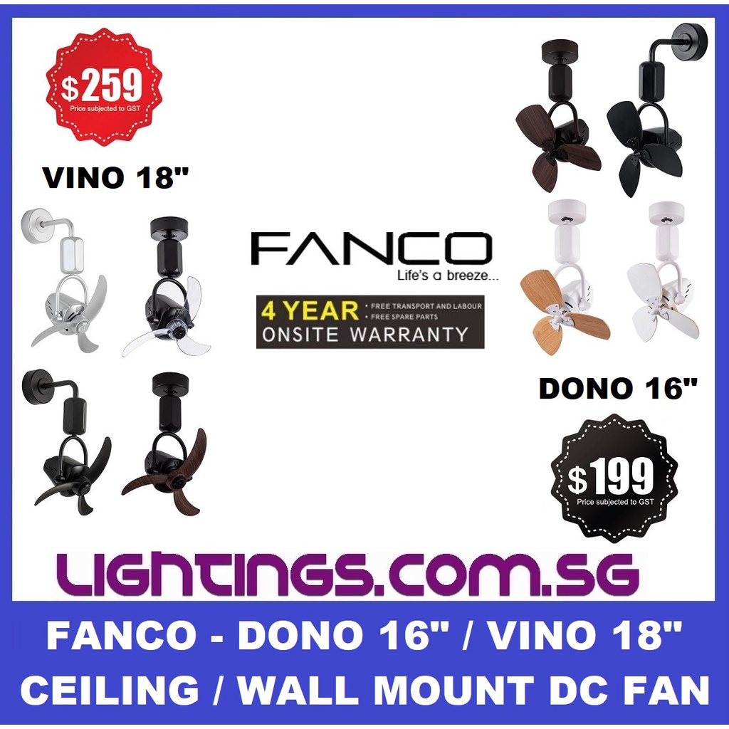 FANCO DONO 16" / VINO 18" DC Corner Fan | Shopee Singapore