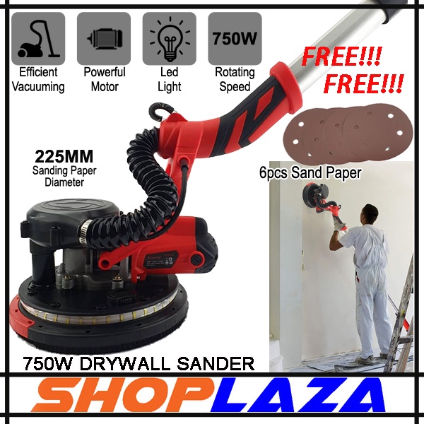 Allefix Drywall Sander Machine 750W 225mm FREE 6pcs Sand Paper Drywall ...