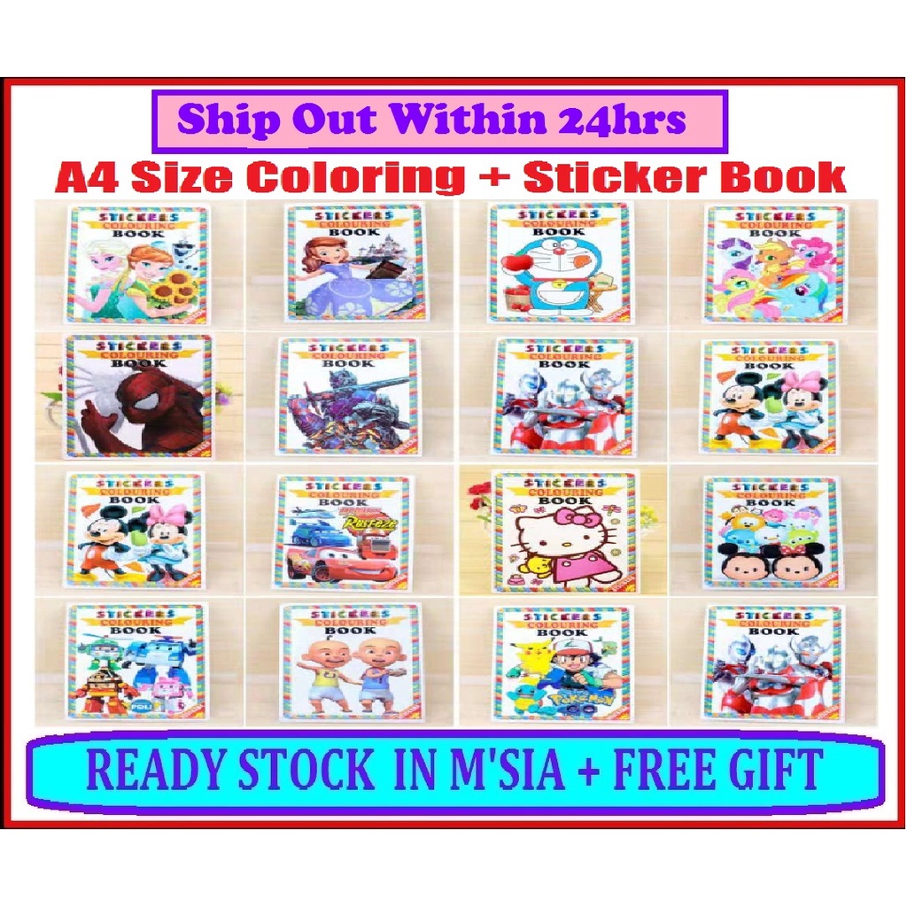 A4 Size Colouring Stickers Book Early Learning Stationery Party Toys ...