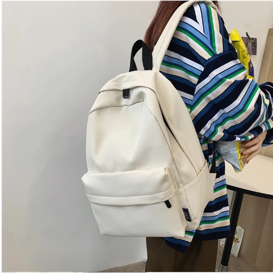 HITAM Plain Backpack durable School Backpack Capacity Black Canvas ...