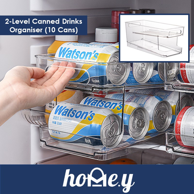 SG Homey Canned Drinks Fridge Organizer for Can Drink Organiser Storage ...