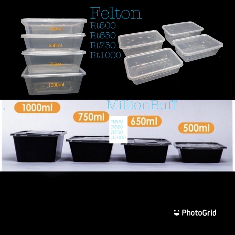 Felton Container/Black/Transperant Rectangular/Square Container and EC PP Rectangular Disposable ...
