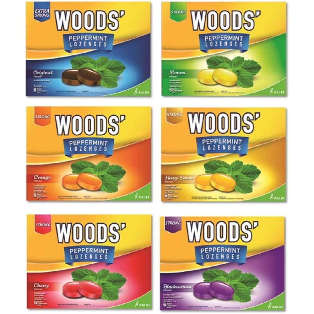 Woods Lozenges Peppermint Sore Throat Drops 15g (6 drops per pack) Gula ...