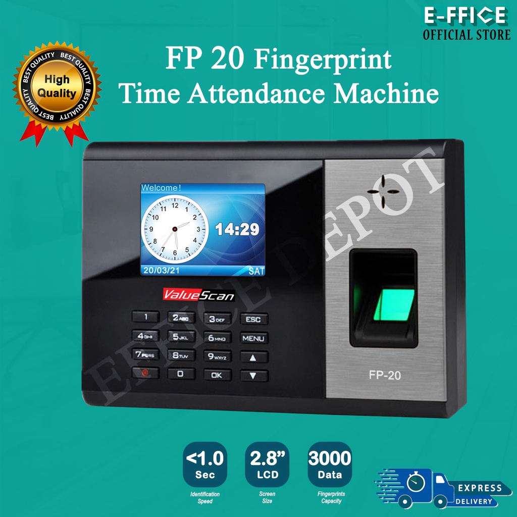 Effice Depot - FP20 Fingerprint Time Attendance / Time Recorder System ...