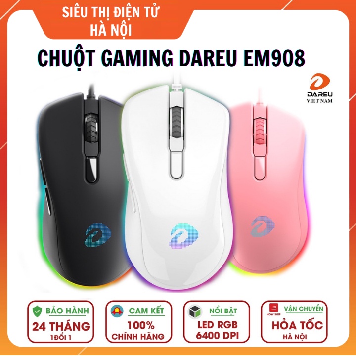 Dareu EM908 Computer Mouse Pink / Black / White (RGB LED, BRAVO sensor ...