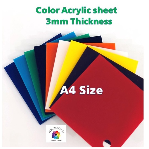 3mm Color Casting Acrylic Sheet Perspex Transparent Tinted Color A4 ...