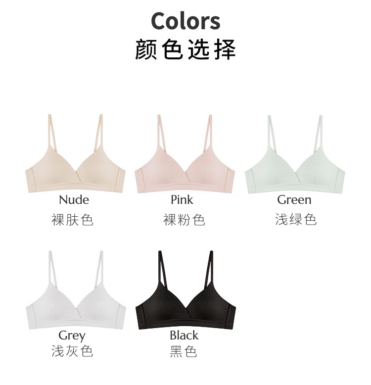 High-Quality French triangle cup Wireless Cotton Bra Simple Comfy Thin ...