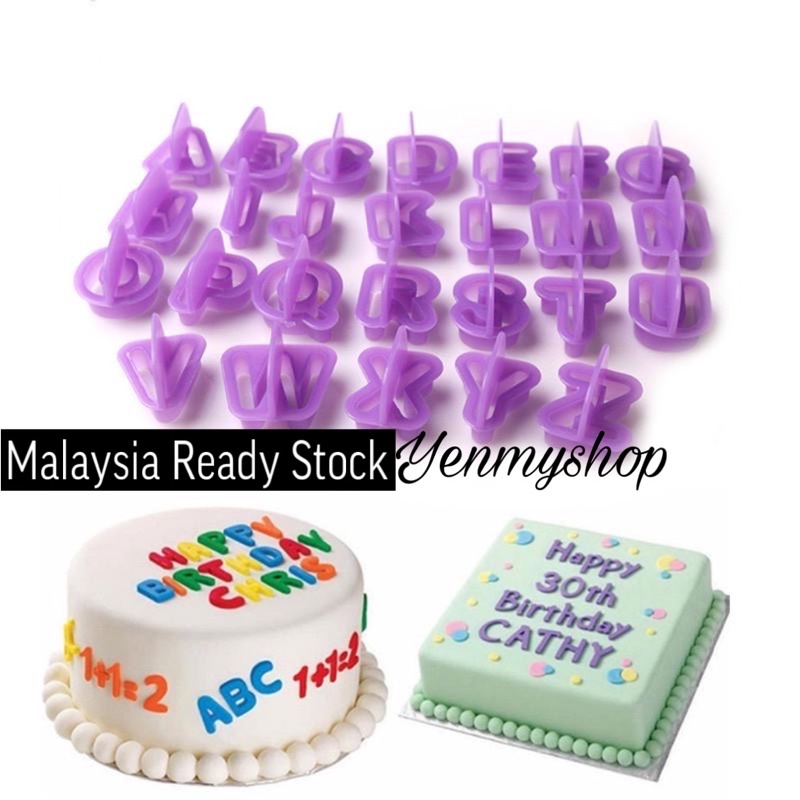 40pcs Huruf Purple Set Alphabet Letter Number Fondant Cutter Penekap ...
