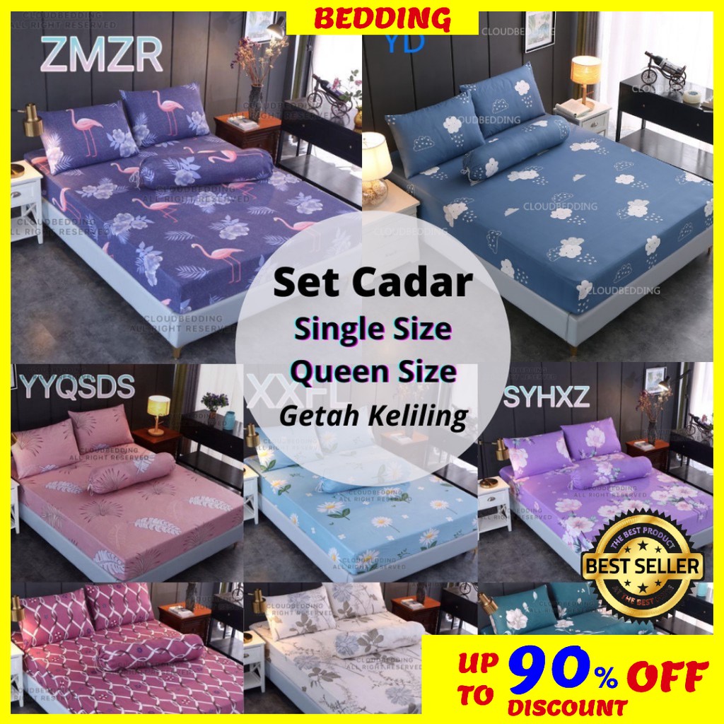 Cadar Tilam Single 2 in1 dan Queen Size 4 in 1 Fitted Bedsheet Cotton ...