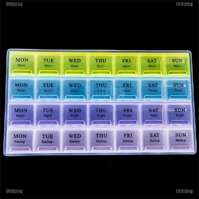 UTZN Weekly 7 Days Tablet Pill Box Holder Medicine Storage Organizer ...