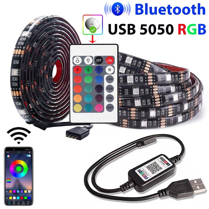 USB LED Strip Light 5050 RGB Light Strip TV Backlight Lights Decor RGB ...